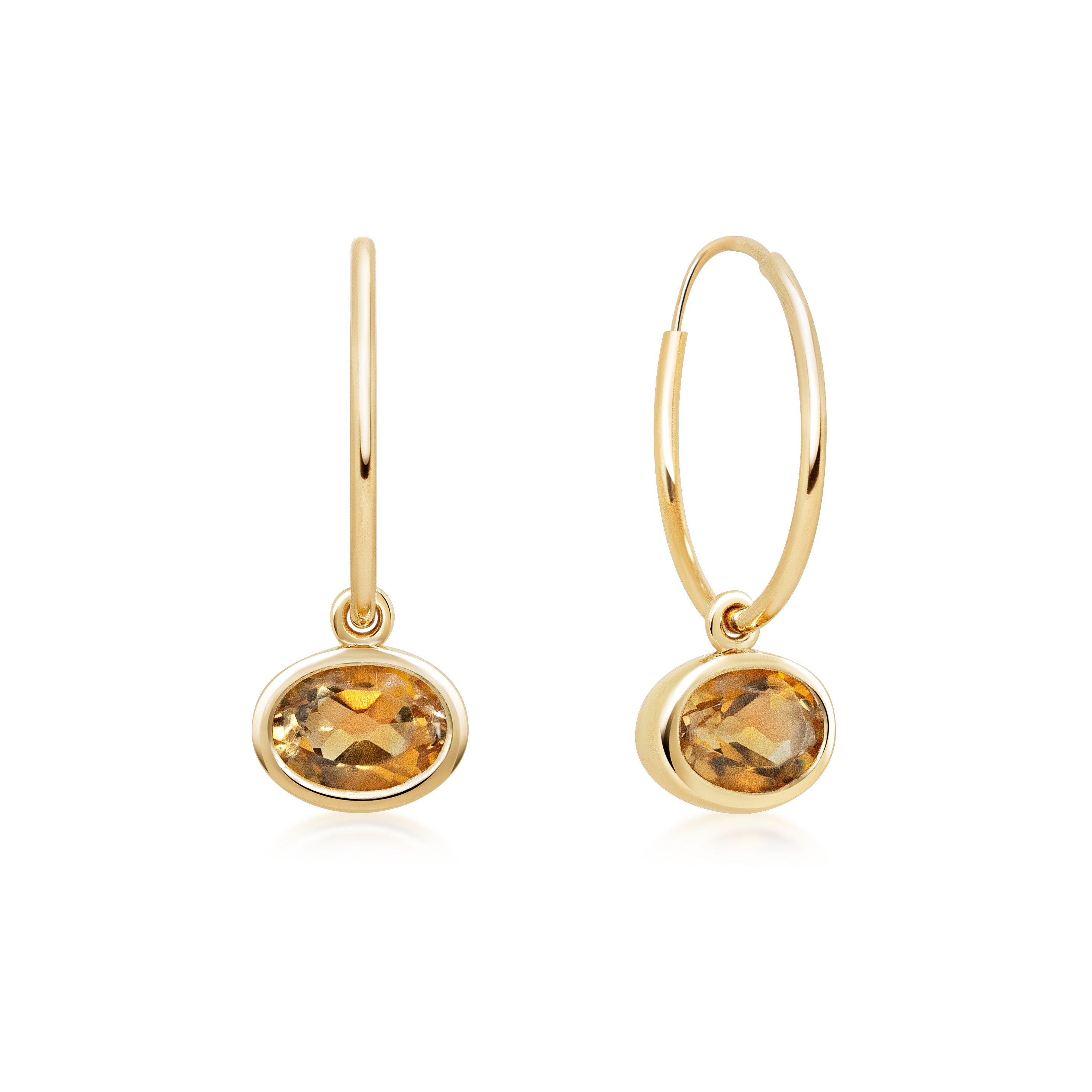 Michelle Oh - Citrine Bezel Drop Hoops