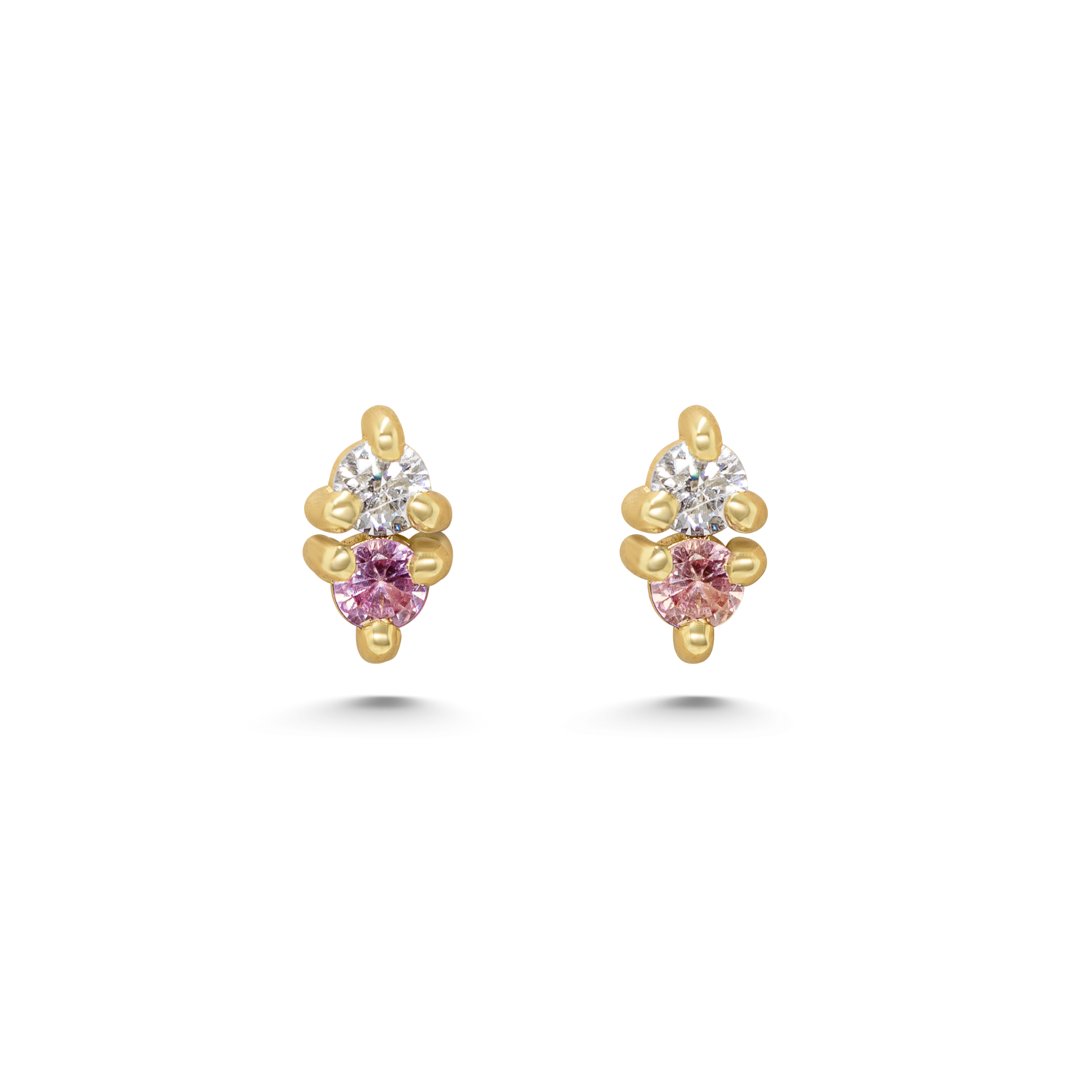 Michelle Oh - Peach Pink Double Mismatch Studs
