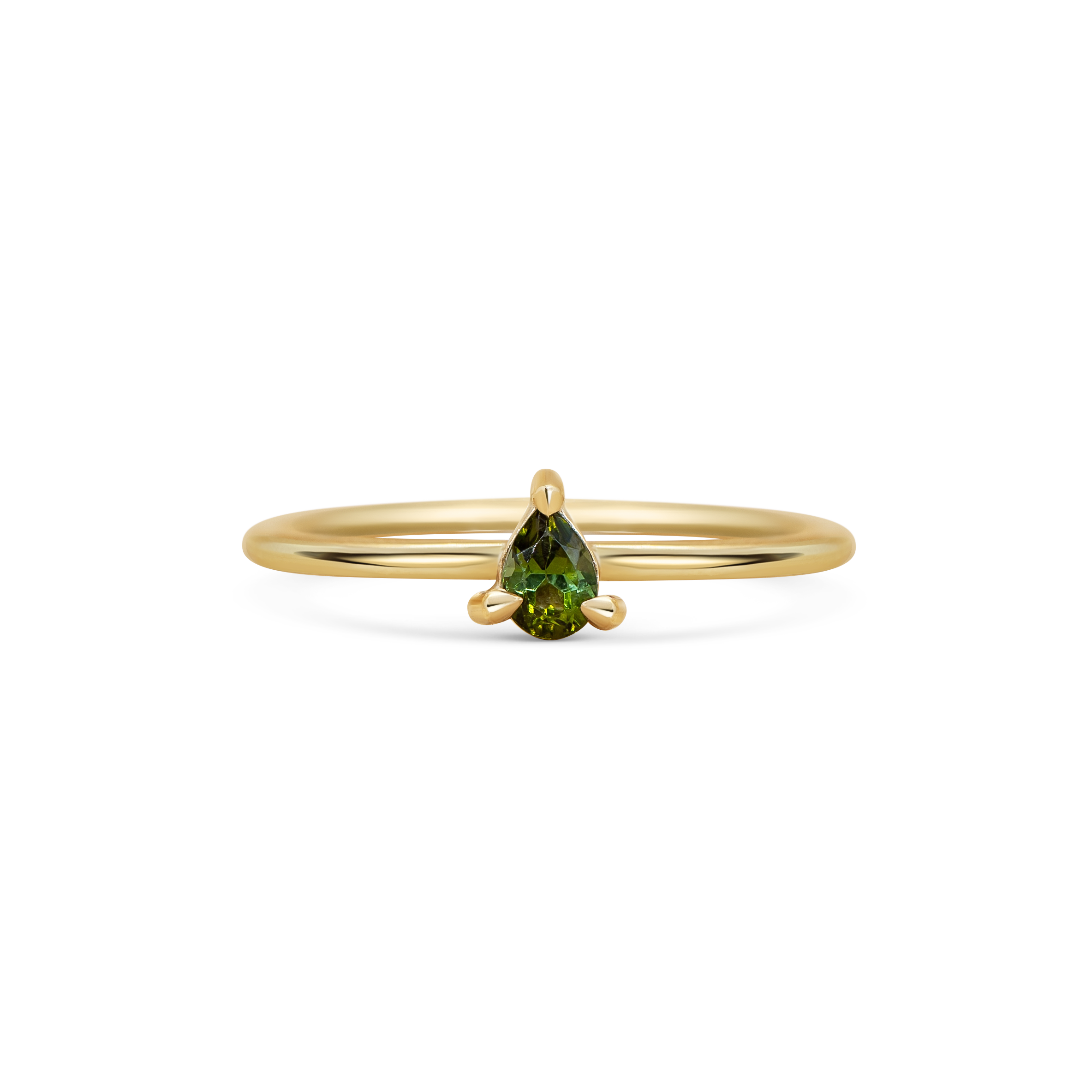 Mini Pear Green Tourmaline Promise Ring